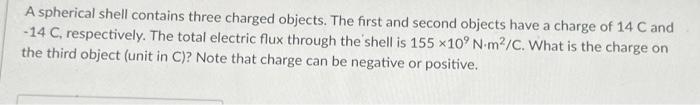 Solved A spherical shell contains three charged objects. The | Chegg.com