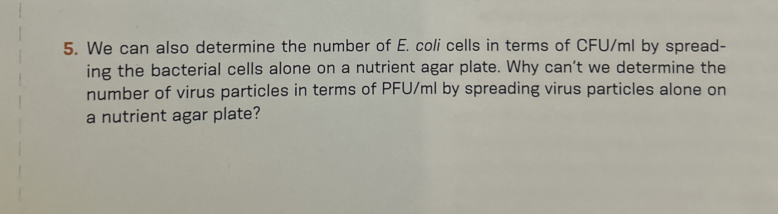 Solved We can also determine the number of E. ﻿coli cells in | Chegg.com