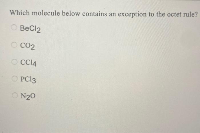Solved Which molecule below contains an exception to the | Chegg.com