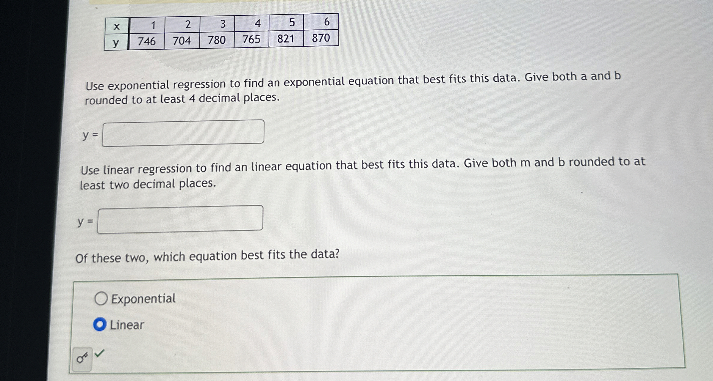 Solved Use exponential regression to find an exponential | Chegg.com
