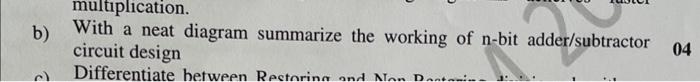 Solved b) With a neat diagram summarize the working of n-bit | Chegg.com