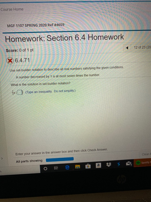 Solved Course Home MGF 1107 SPRING 2020 Ref #4659 Homework: | Chegg.com