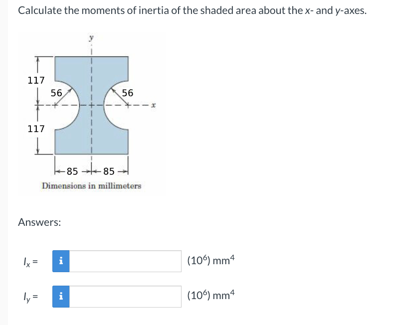 Solved Calculate the moments of ﻿inertia of ﻿the shaded area | Chegg.com