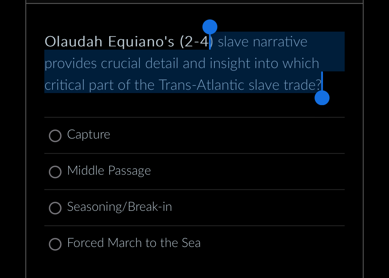 Solved Olaudah Equiano's (2-4) ﻿slave narrative provides | Chegg.com