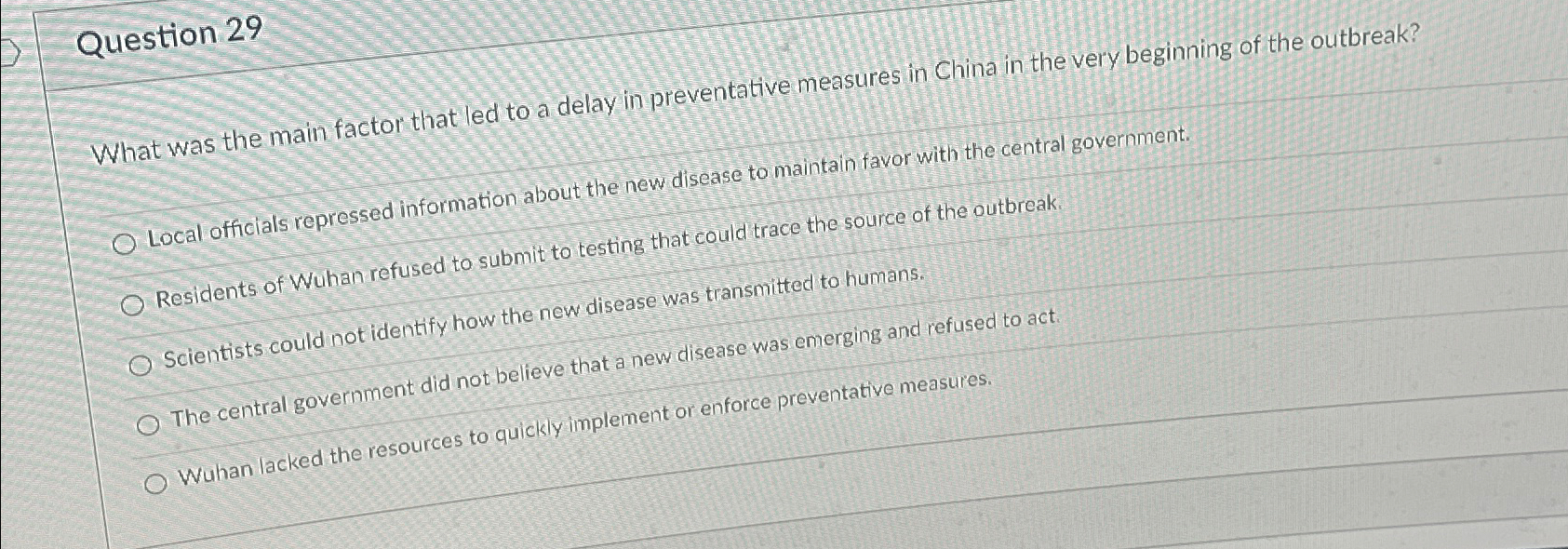 Solved Question 29What was the main factor that led to a | Chegg.com