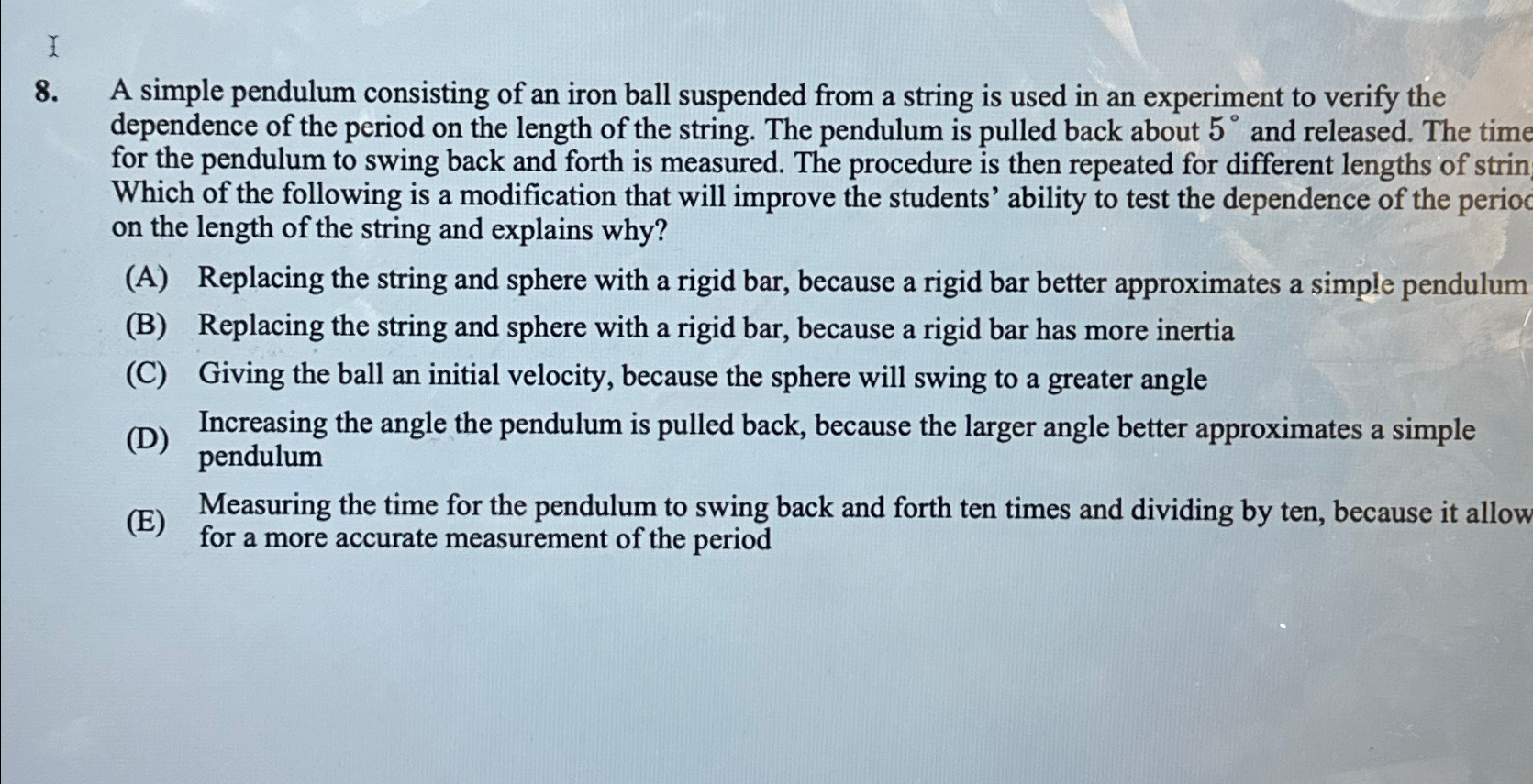 Solved A simple pendulum consisting of an iron ball | Chegg.com
