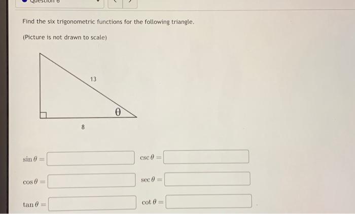 Solved Find the six trigonometric functions for the | Chegg.com