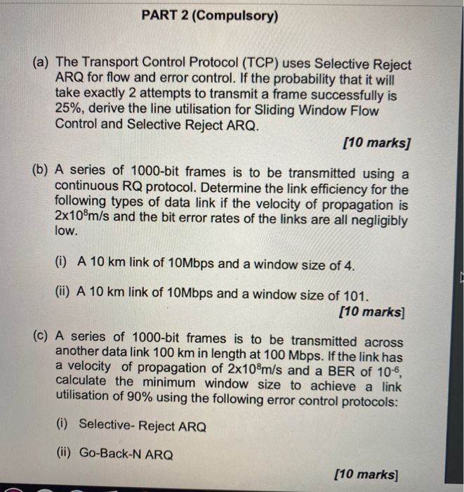 (a) The Transport Control Protocol (TCP) uses | Chegg.com