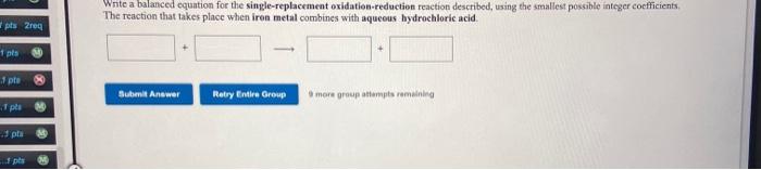 Solved Write a balanced equation for the single-replacement | Chegg.com