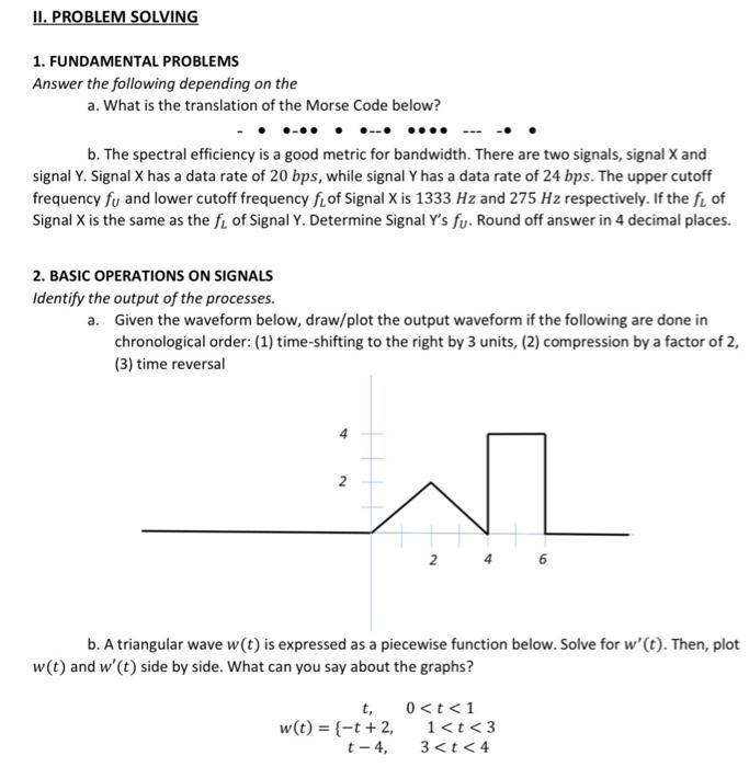 Solved II. PROBLEM SOLVING 1. FUNDAMENTAL PROBLEMS Answer | Chegg.com