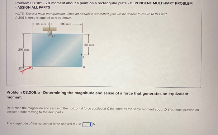 Solved Problem 03.005 - 2D moment about a point on a | Chegg.com