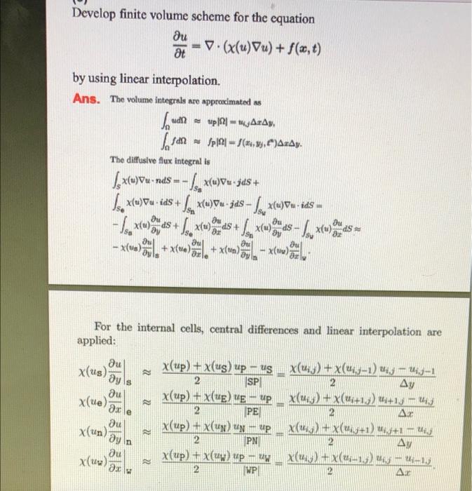 Solved Develop finite volume scheme for the equation du = | Chegg.com
