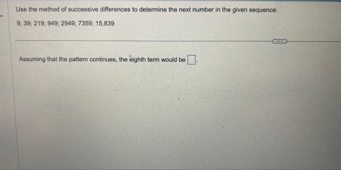 Solved Use the method of successive differences to determine | Chegg.com