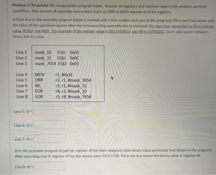 Solved Problem 3 (10 points): Bit manipulation using bit | Chegg.com