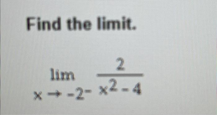 Solved Find the limit. limx→−2−x2−42 | Chegg.com