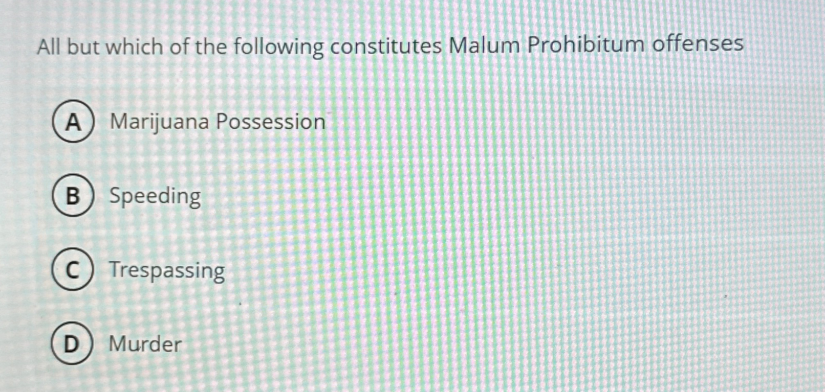 Solved All but which of the following constitutes Malum | Chegg.com