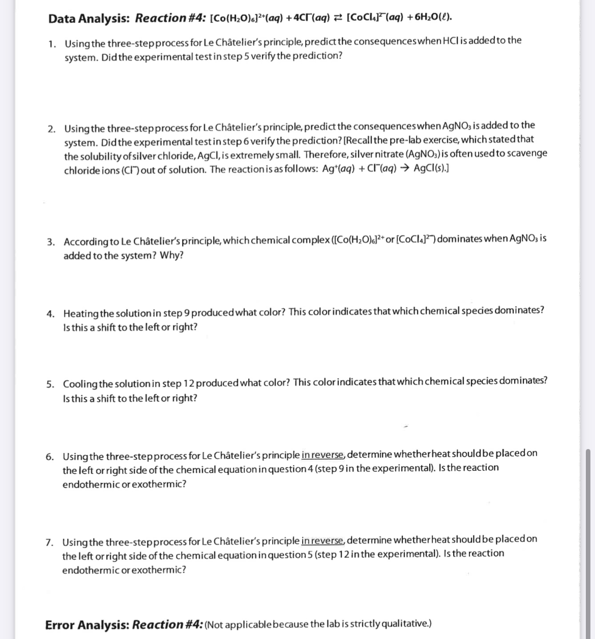 Solved Data Analysis: Reaction #4: | Chegg.com