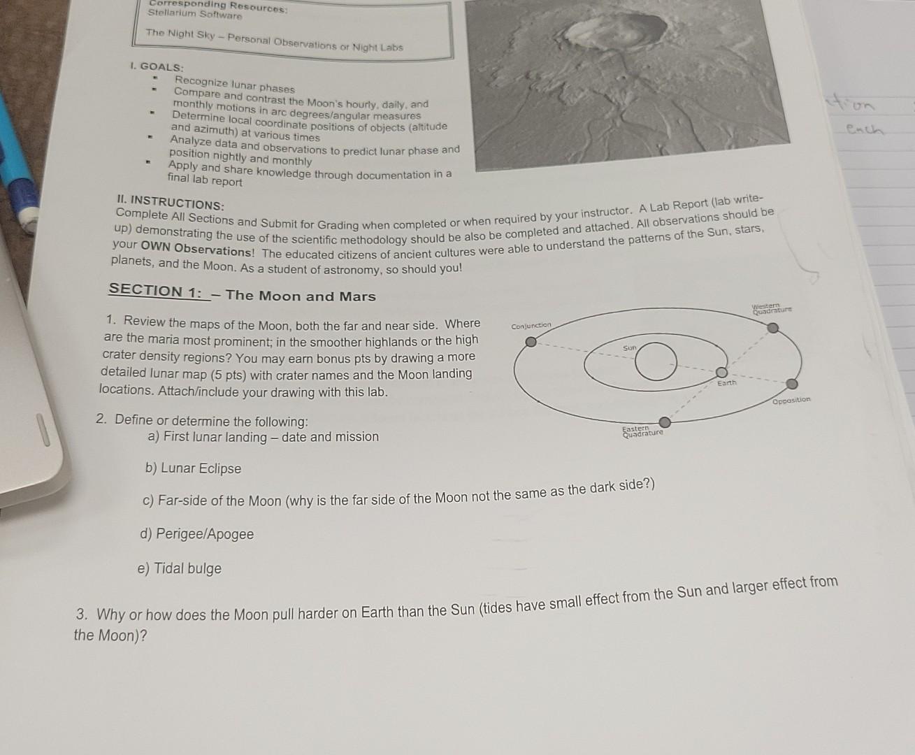 Solved Corresponding Resources Stellarium Software The Night | Chegg.com