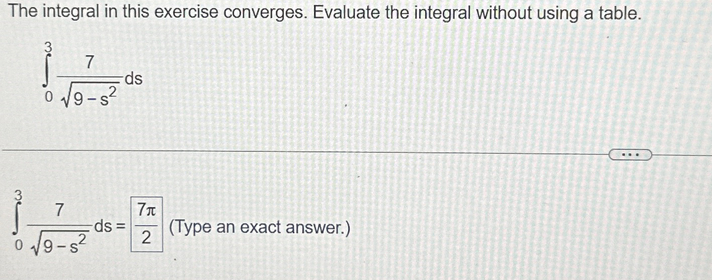 Solved The integral in this exercise converges. Evaluate the | Chegg.com