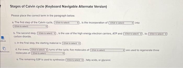 Stages of Calvin cycle (Keyboard Navigable Alternate | Chegg.com