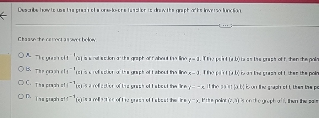 Solved Describe how to use the graph of a one-to-one | Chegg.com