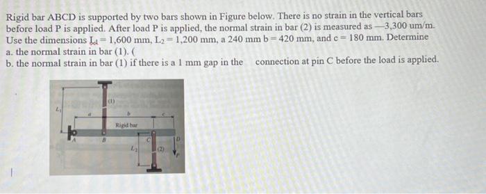 Solved Rigid Bar Abcd Is Supported By Two Bars Shown In