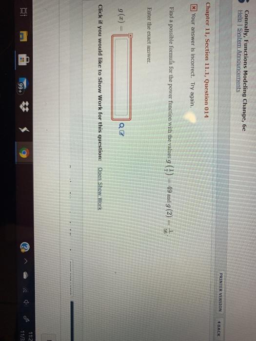 Solved Connally, Functions Modeling Change, 6e Help System | Chegg.com