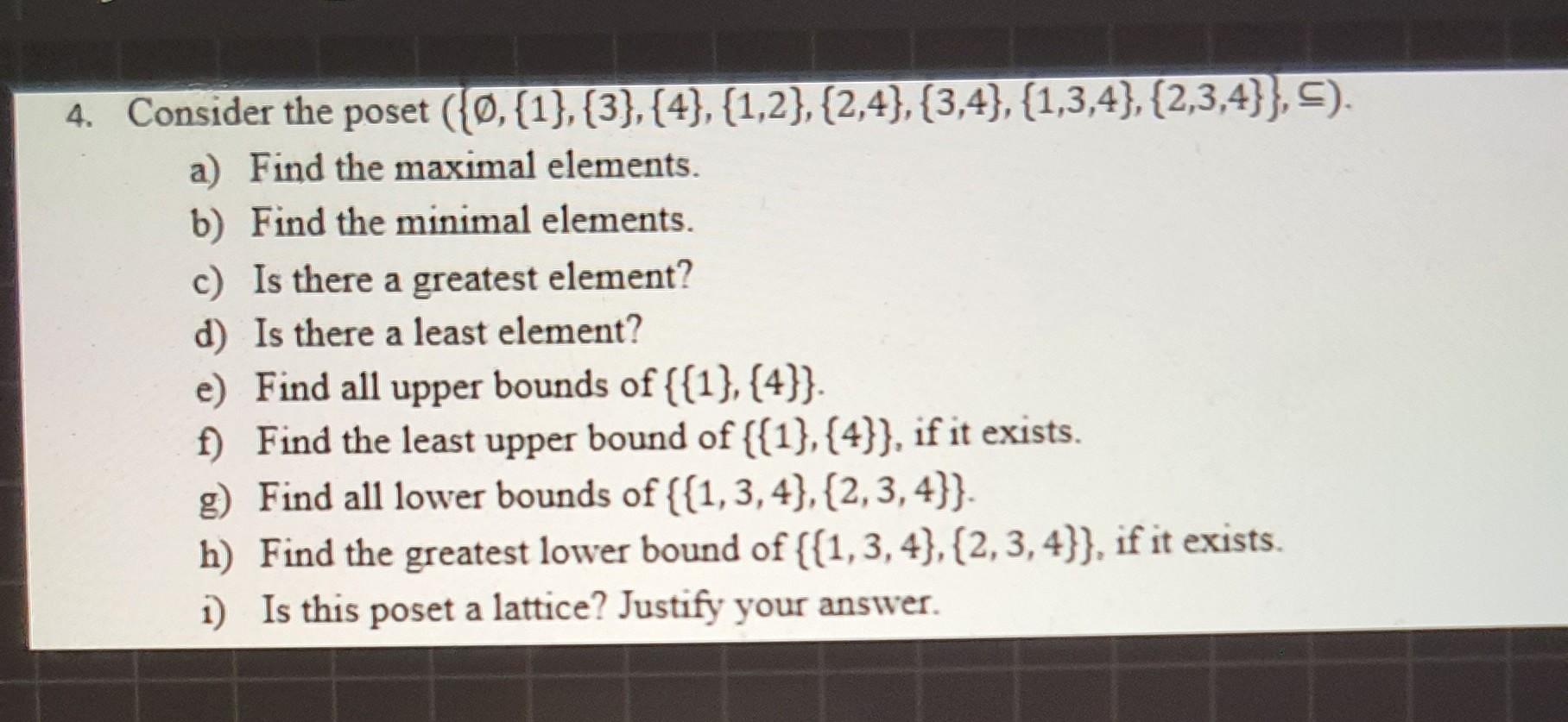 Solved 4. Consider the poset | Chegg.com