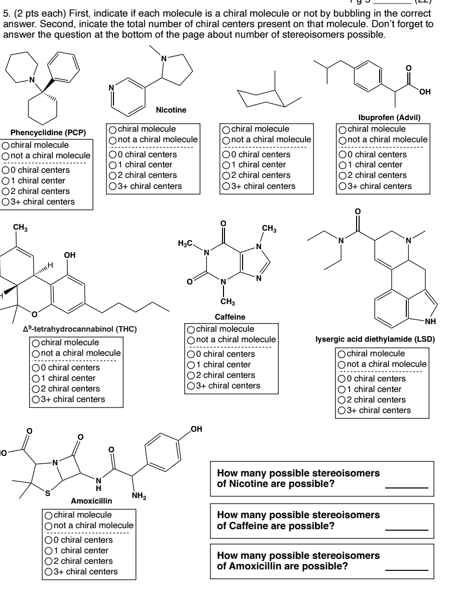 (2 ﻿pts each) ﻿First, indicate if each molecule is a | Chegg.com