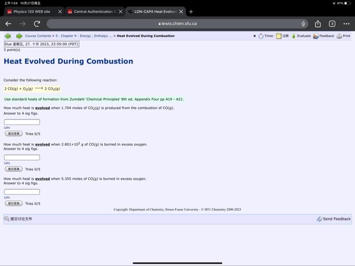 Heat Evolved During Combustion Consider the following | Chegg.com