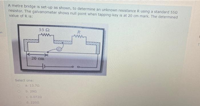 Solved A metre bridge is set-up as shown, to determine an | Chegg.com