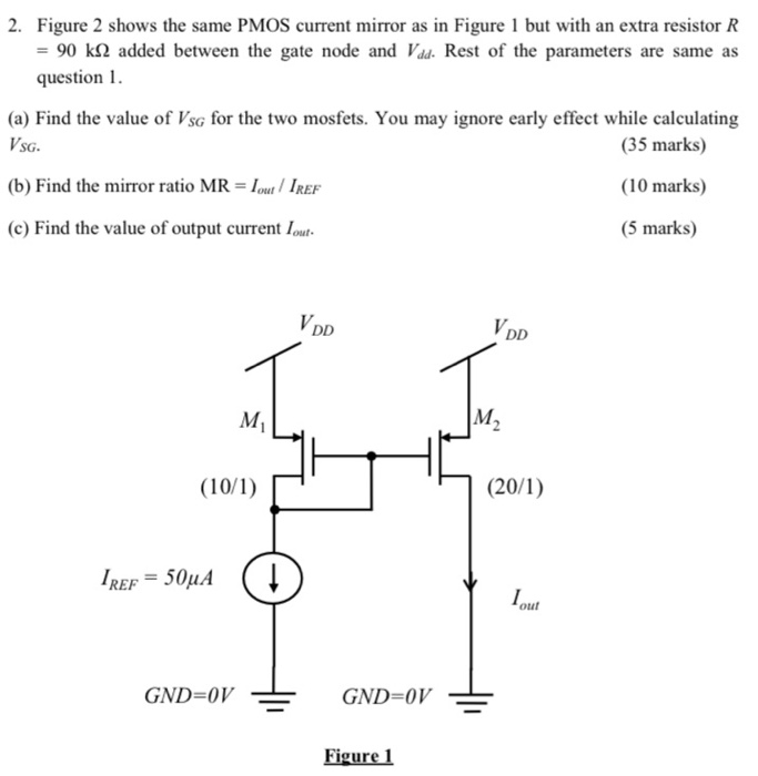 Solved Question 1. Figure 1 shows a PMOS based current | Chegg.com
