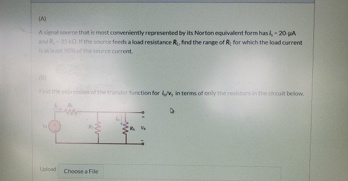 Solved (A) A signal source that is most conveniently | Chegg.com