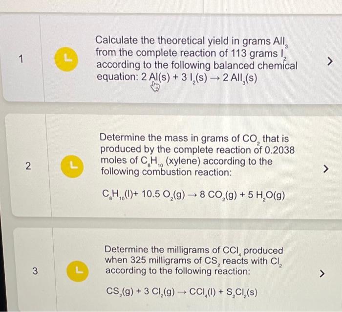 Solved Calculate the theoretical yield in grams AlI3 from | Chegg.com