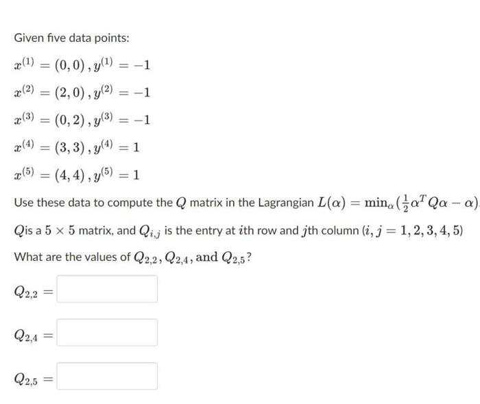 Solved Given five data points: | Chegg.com