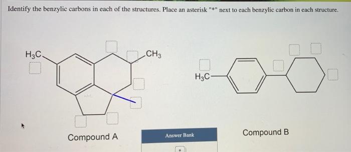 Solved Identify the benzylic carbons in each of the | Chegg.com