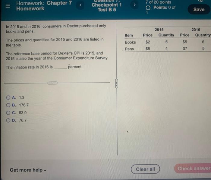 Solved Homework: Chapter 7 Homework Checkpoint 1 Test B5 7 | Chegg.com Solved Homework: Chapter 7 Homework Checkpoint 1 Test B5 7 | Chegg.com