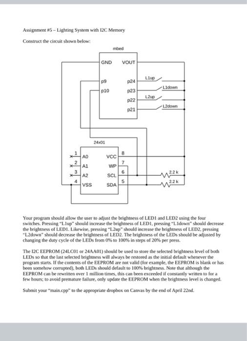 Solved Assignment #5 - Lighting System with 12C Memory | Chegg.com