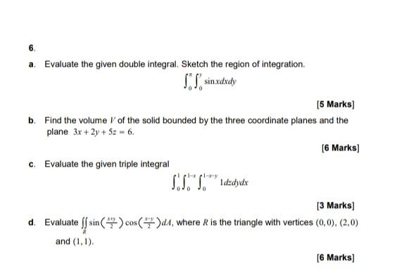 Solved a. Evaluate the given double integral. Sketch the | Chegg.com