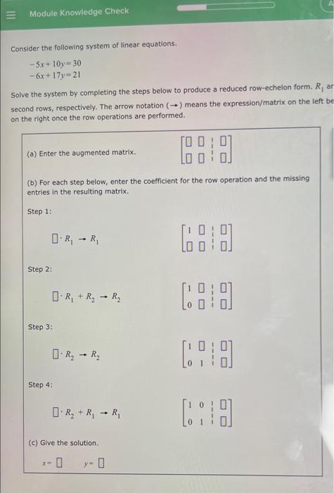 Solved Consider the following system of linear equations. | Chegg.com