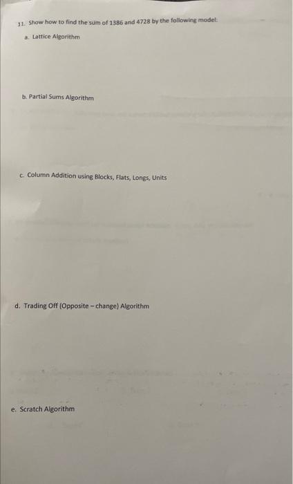 Solved B Partial Sums Algorithm C Column Addition Using 4902
