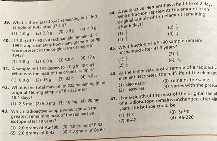 Solved Review Questions Setting/Chemistry for half-life | Chegg.com