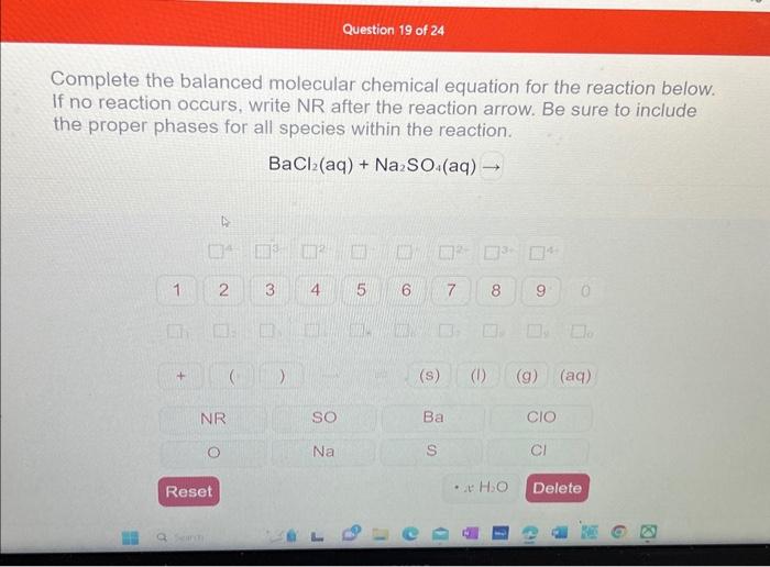 Solved Complete the balanced molecular chemical equation for | Chegg.com