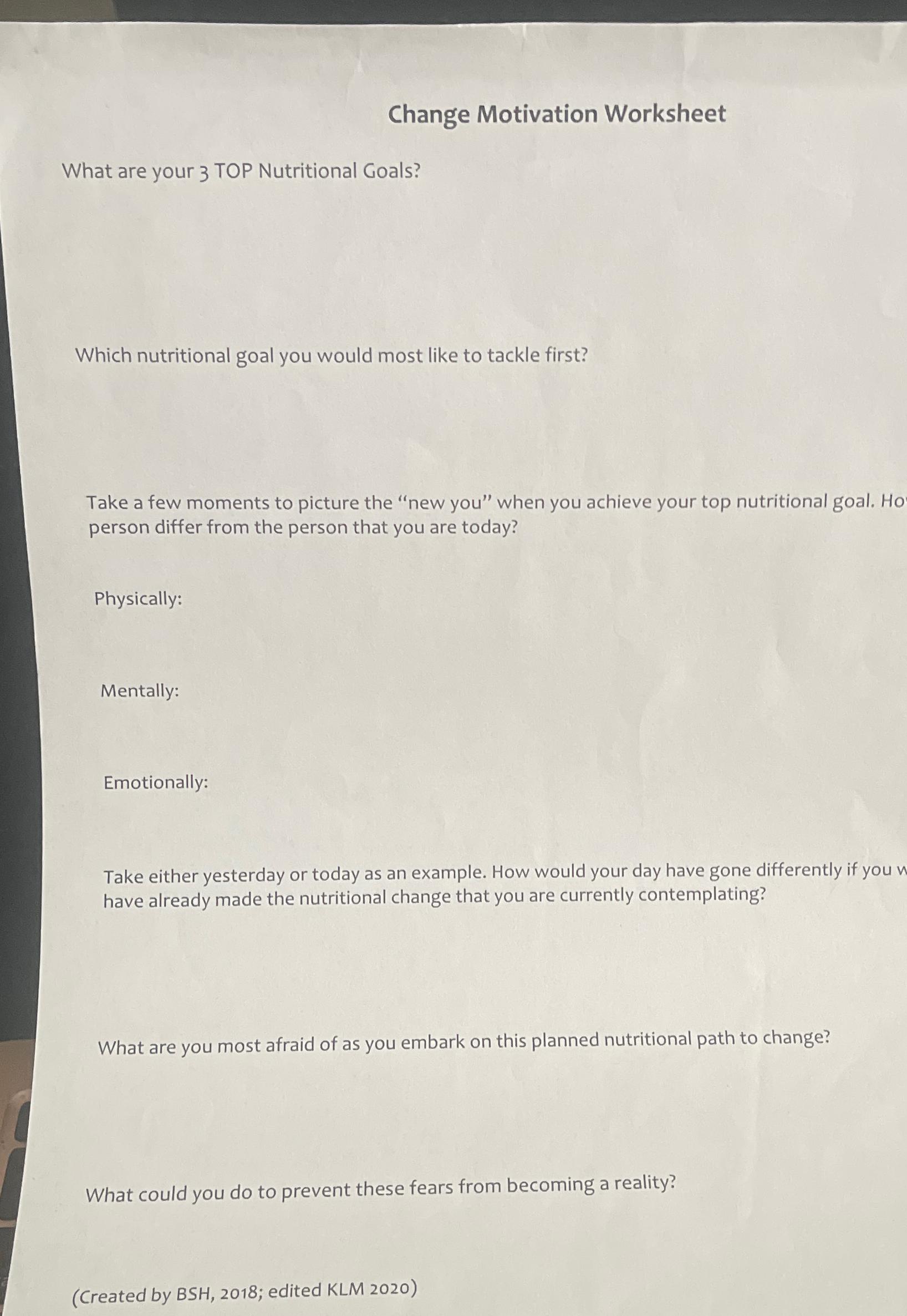 Solved Change Motivation WorksheetWhat are your 3 ﻿TOP | Chegg.com