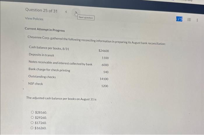 Solved Current Attempt in Progress Cheyenne Corp. gathered | Chegg.com