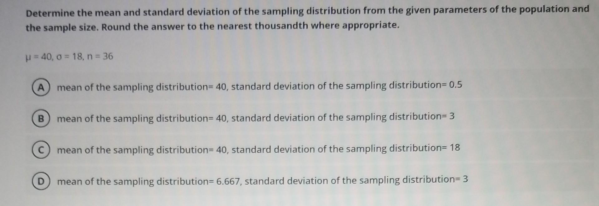 Solved Determine the mean and standard deviation of the | Chegg.com