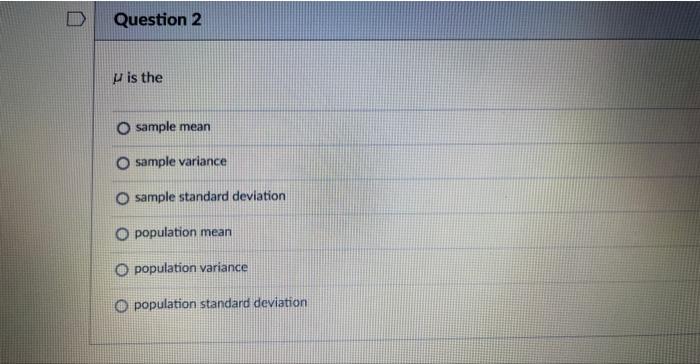Solved μ is the sample mean sample variance sample standard | Chegg.com