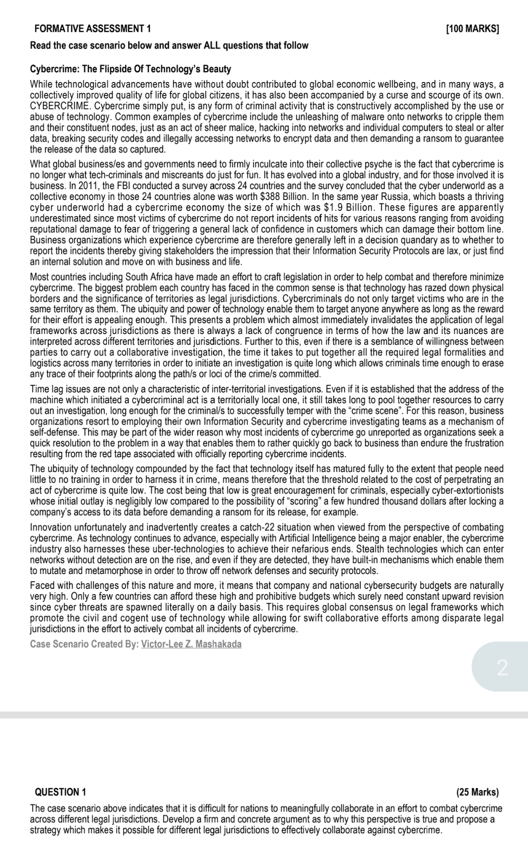 Solved FORMATIVE ASSESSMENT 1[100 ﻿MARKS]Read the case | Chegg.com