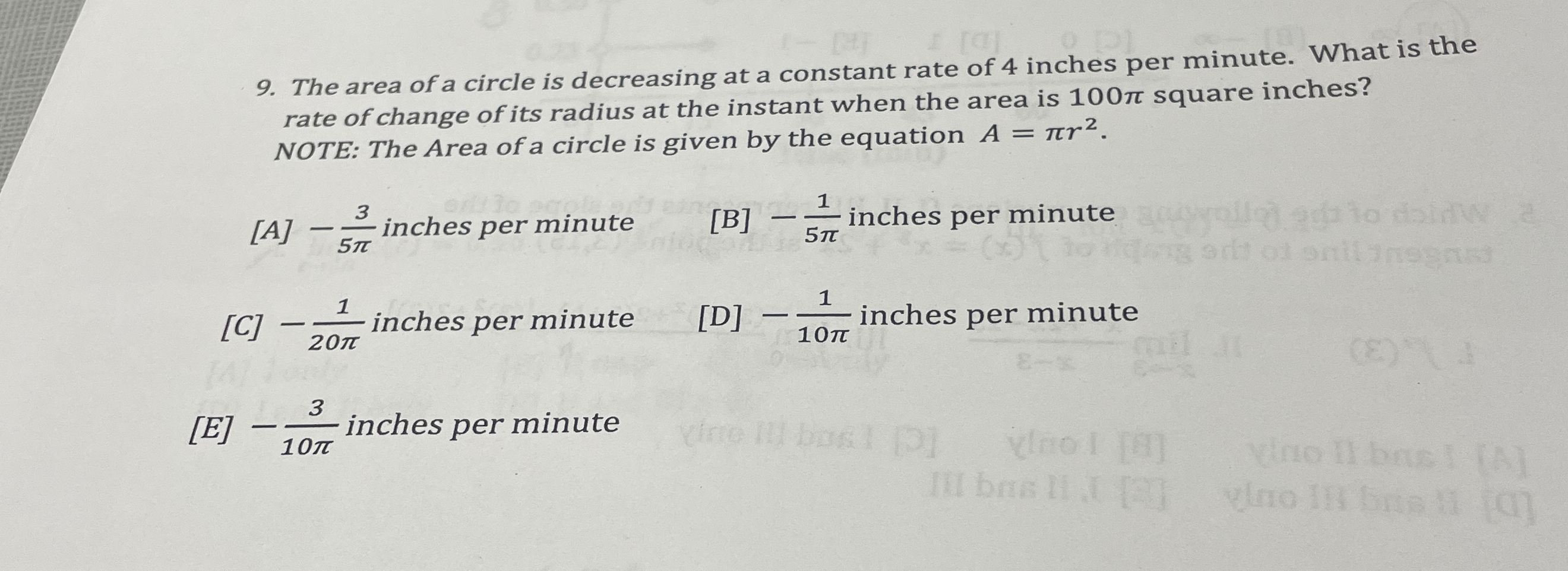 Solved The area of a circle is decreasing at a constant rate | Chegg.com