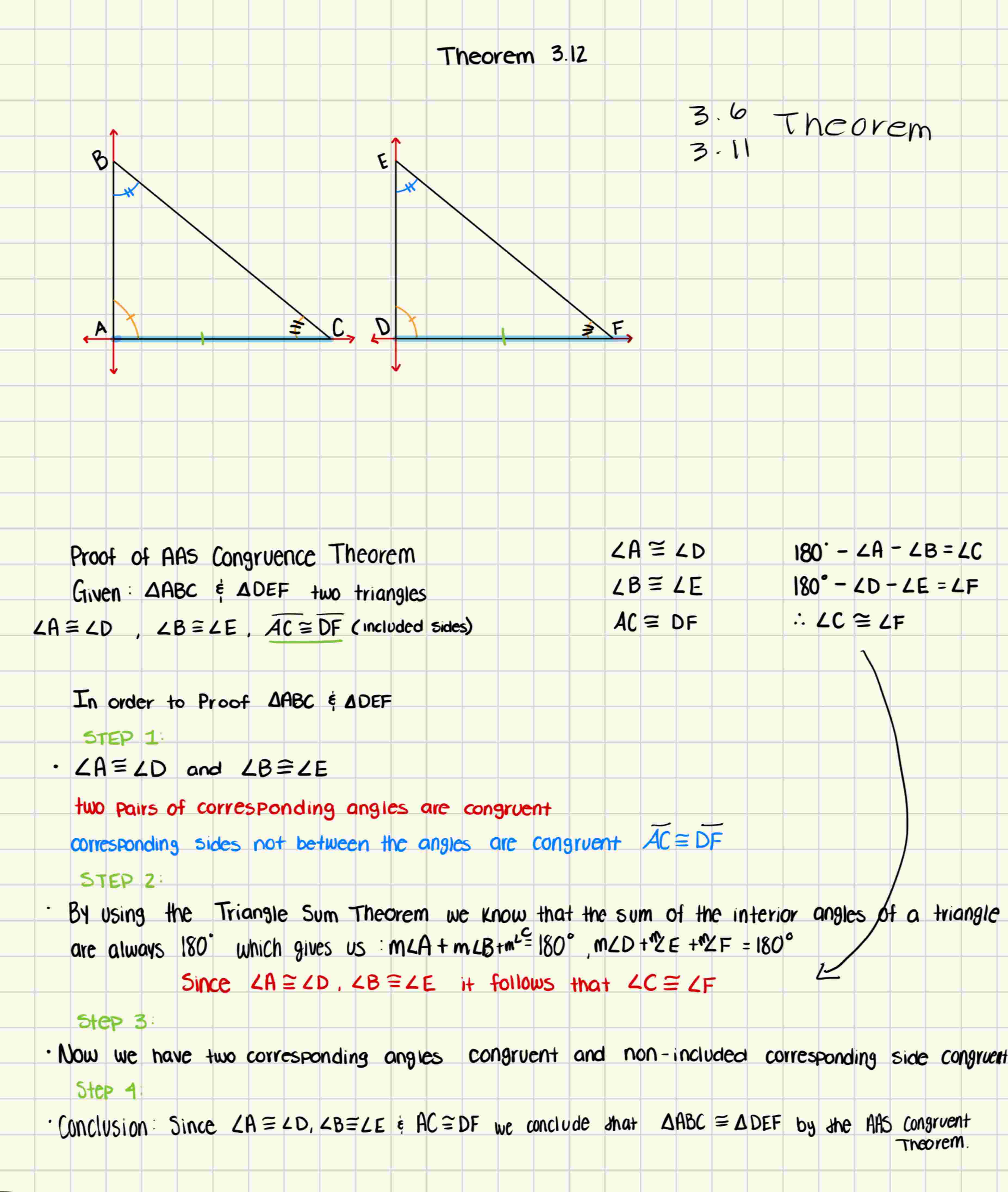 Solved 3.12 ﻿AAS Congruence TheoremIf ﻿two angles and a side | Chegg.com